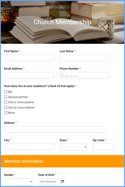 Church Membership Form Template | Formsite