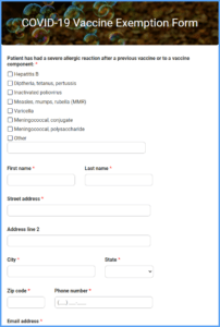 COVID-19 Vaccine Exemption Form Template | Formsite