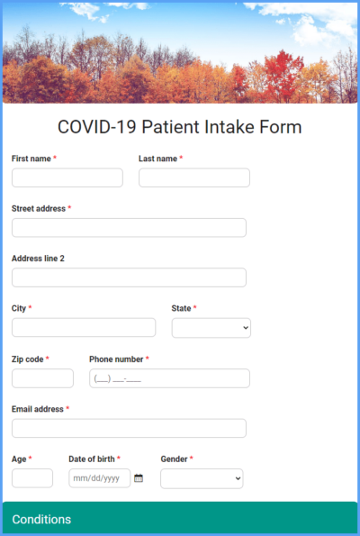 COVID-19 Patient Intake Form Template | Formsite COVID-19 Patient Intake Form Template | Formsite