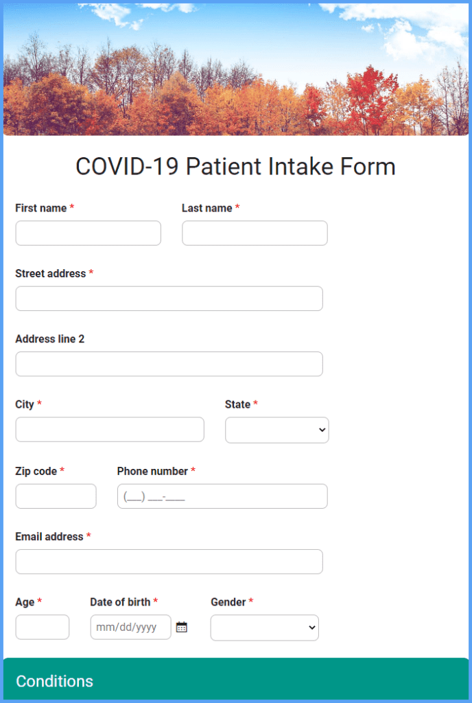 COVID-19 Patient Intake Form Template | Formsite