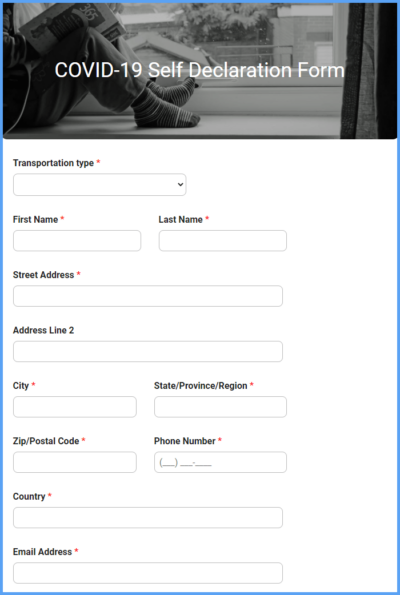 COVID-19 Self Declaration Form Template | Formsite