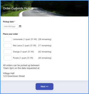 Curbside Pickup Order Form Template | Formsite