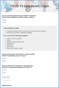 COVID-19 Daily Health Check Form Template | Formsite