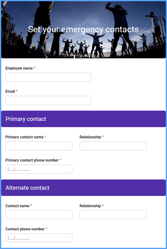 Emergency Contacts Form Template | Formsite