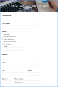 Online Employee Status Form Template | Formsite