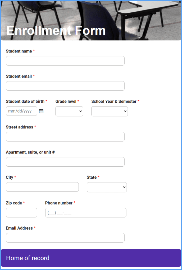 Enrollment Form Template | Formsite