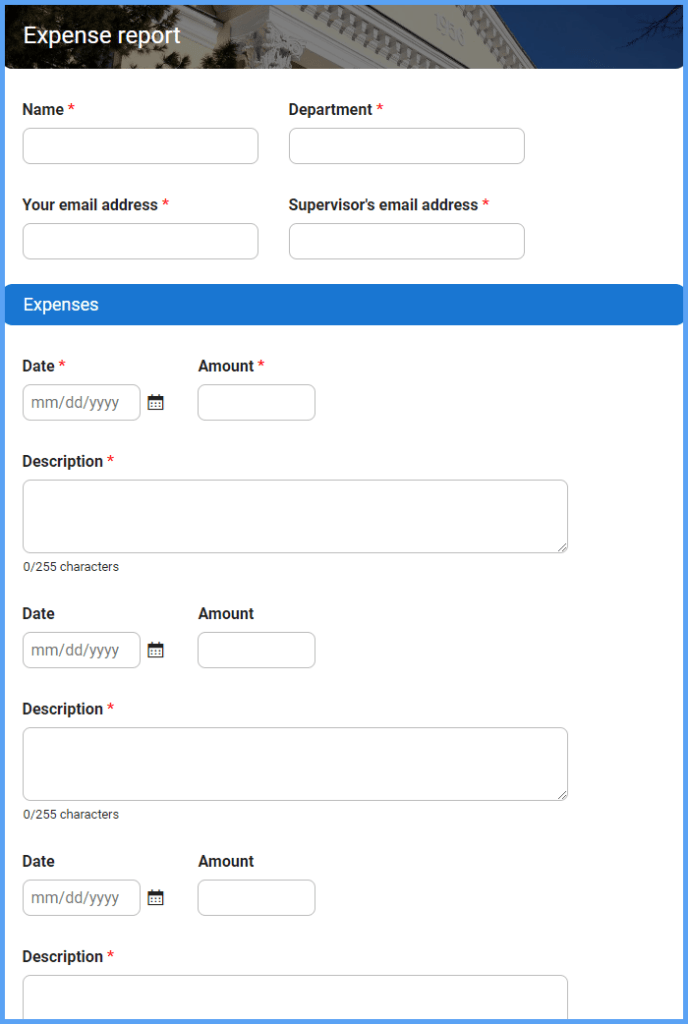 Expense Report Form Template | Formsite