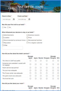 Hotel Evaluation Form Template | Formsite