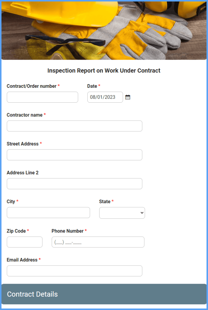 Inspection Report Form Template | Formsite