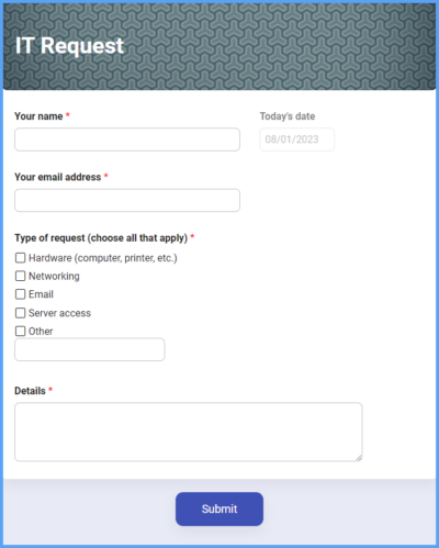 IT Request Form Template | Formsite
