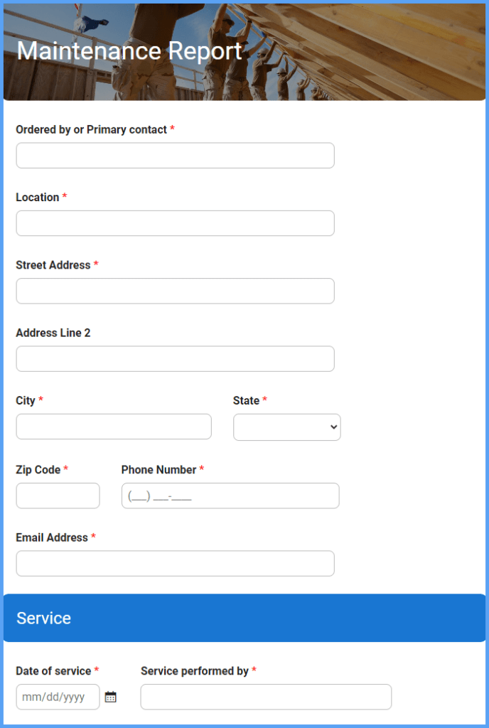 Maintenance Report Form Template | Formsite