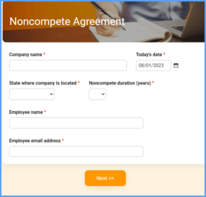 Noncompete Agreement Form Template | Formsite