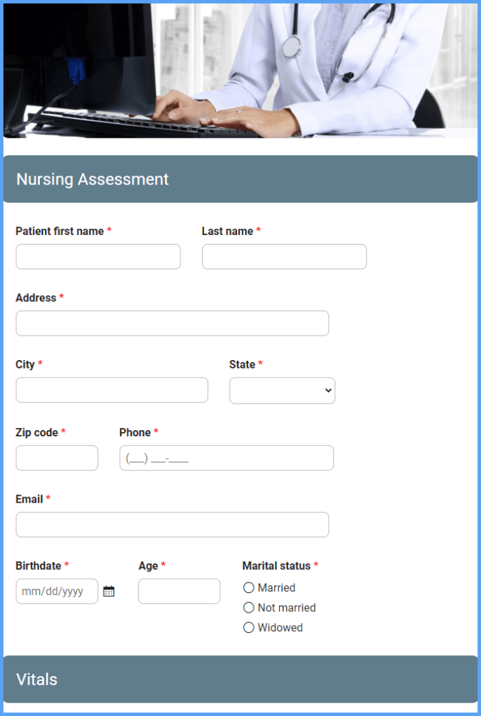 Nursing Assessment Form Template | Formsite