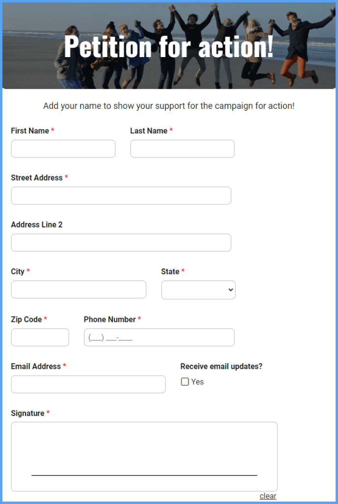 Petition with Signatures Template | Formsite