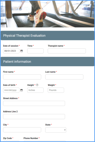 Physical Therapist Evaluation Form Template | Formsite
