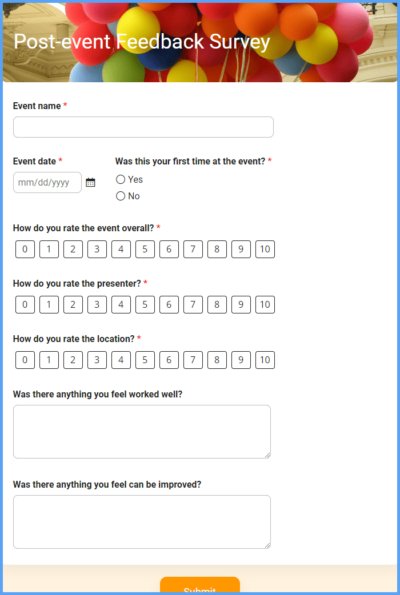 Post-Event Feedback Survey Template | Formsite
