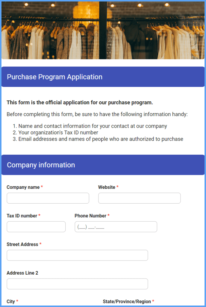 Credit Application & Purchasing Form Template | Formsite