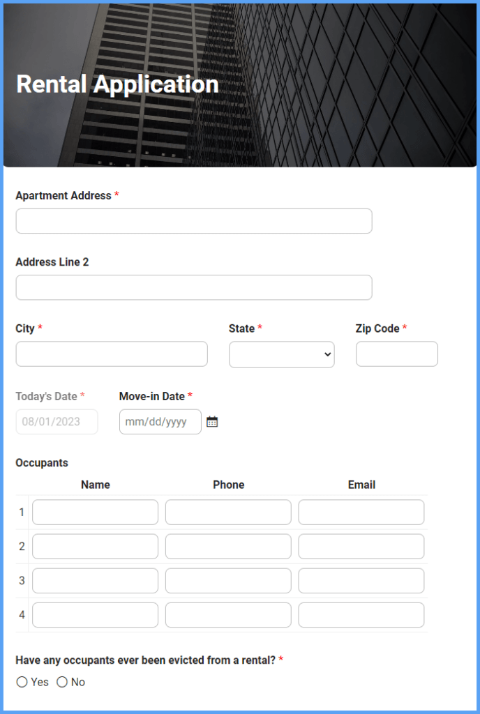 Rental Application Form Template | Formsite