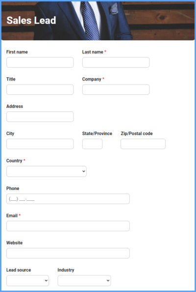 Sales Lead Form Template | Formsite