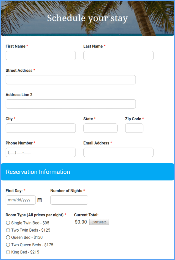 Scheduling Form Template | Formsite
