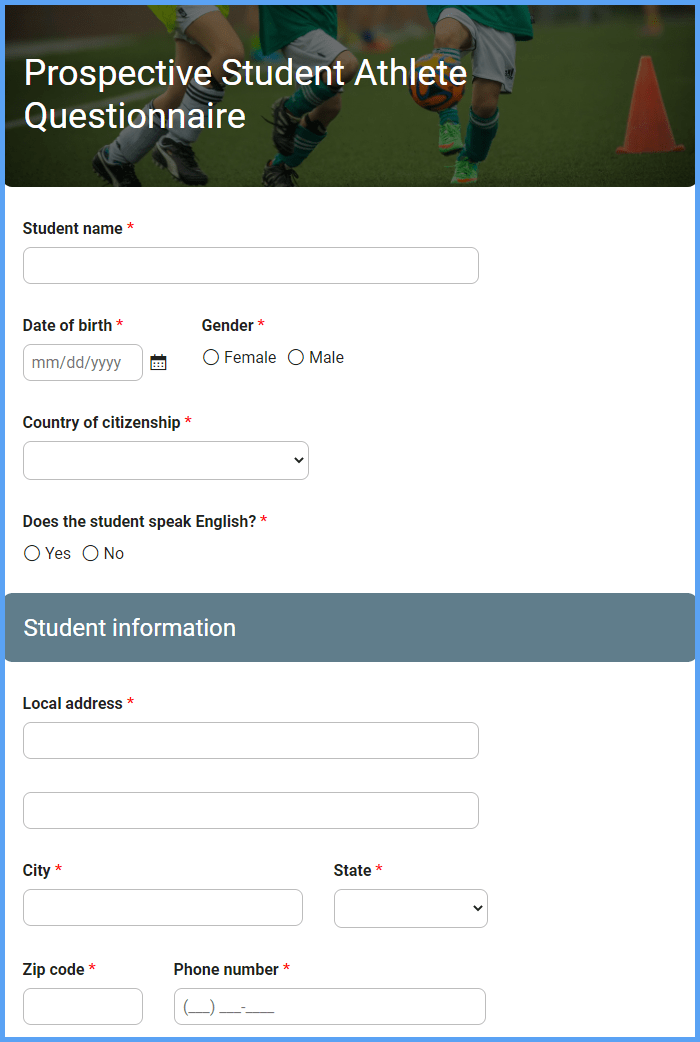 Prospective Student Athlete Questionnaire | Formsite Prospective Student Athlete Questionnaire | Formsite