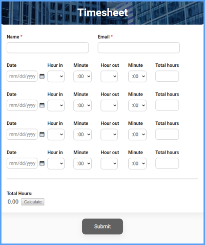 Timesheet Form Template | Formsite
