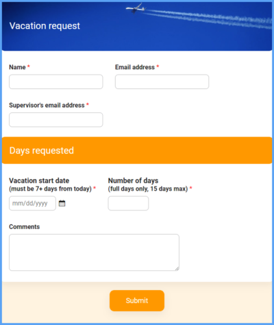 Vacation Request Form Template | Formsite