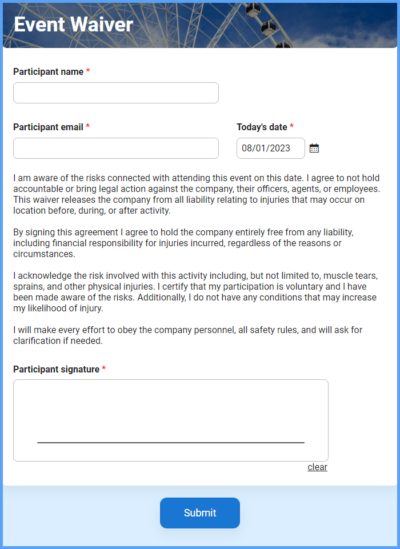 Waiver Form Template | Formsite