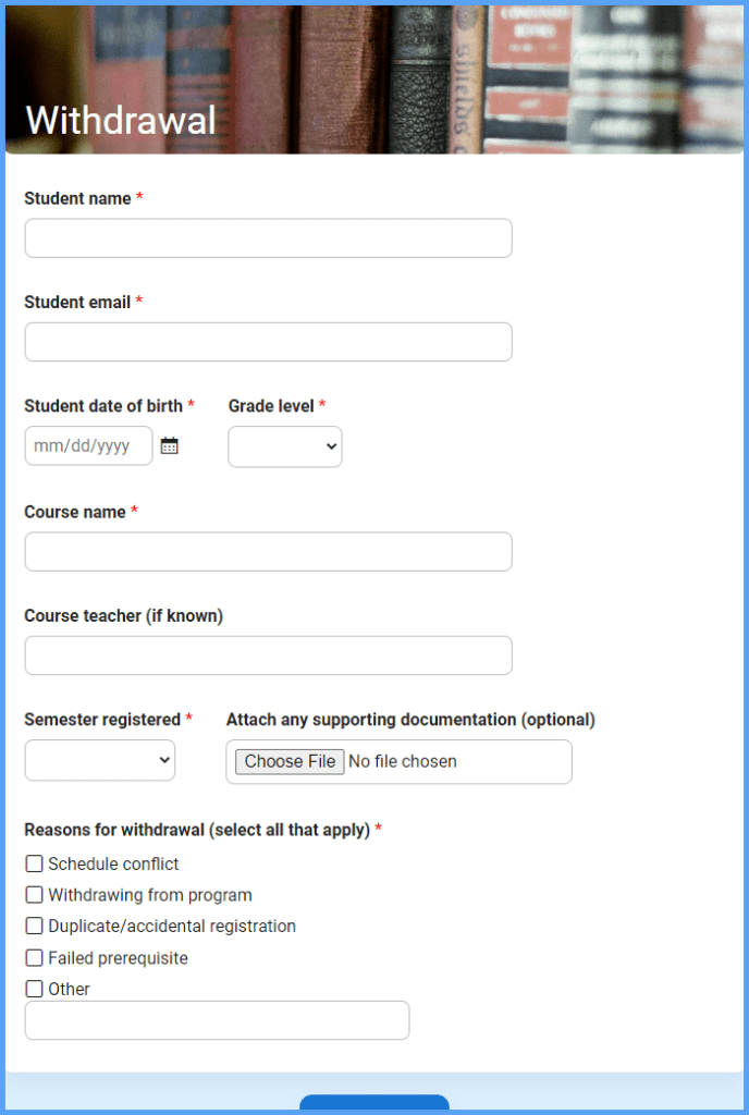 Withdrawal Form Template | Formsite