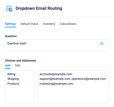 Email Routing Items for Setting Recipients for Each Choice - Formsite